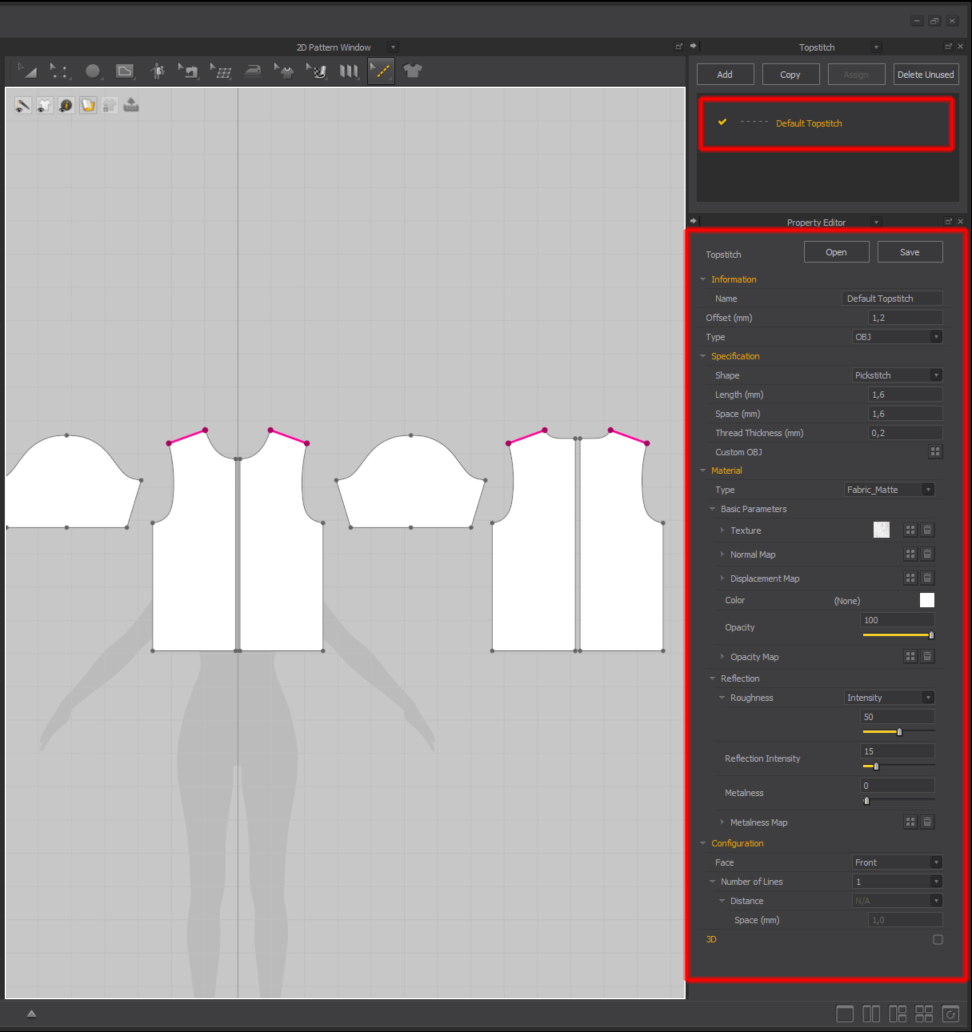 Topstitch List Window – Marvelous Designer